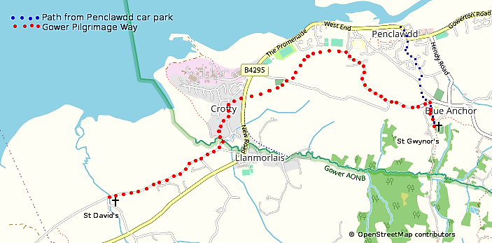 walking map Penclawdd to Wernffrwd – Gower Ministry Area