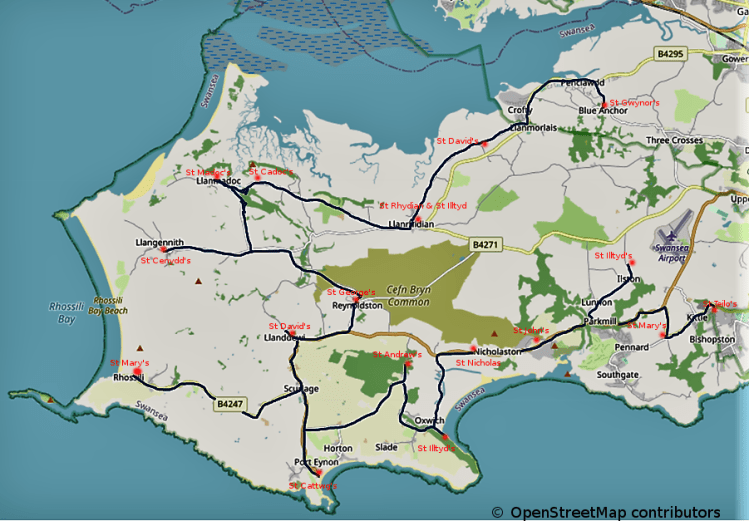 Routes and Map (Cycling) – Gower Ministry Area
