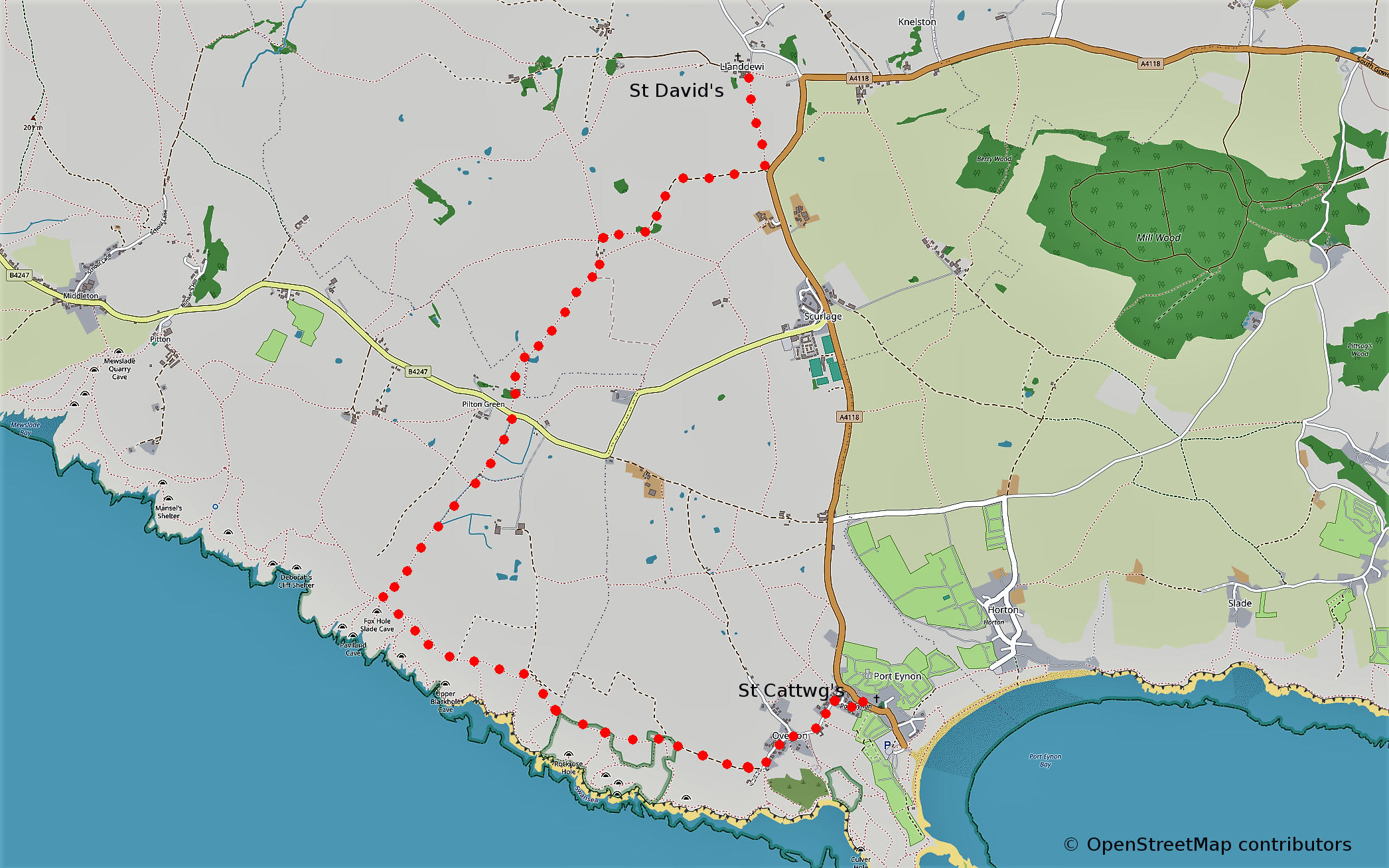 walking map Llanddewi to Port Eynon – Gower Ministry Area