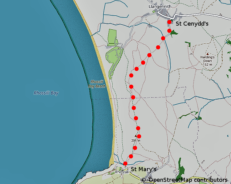 walking map Llangennith to Rhossili – Gower Ministry Area